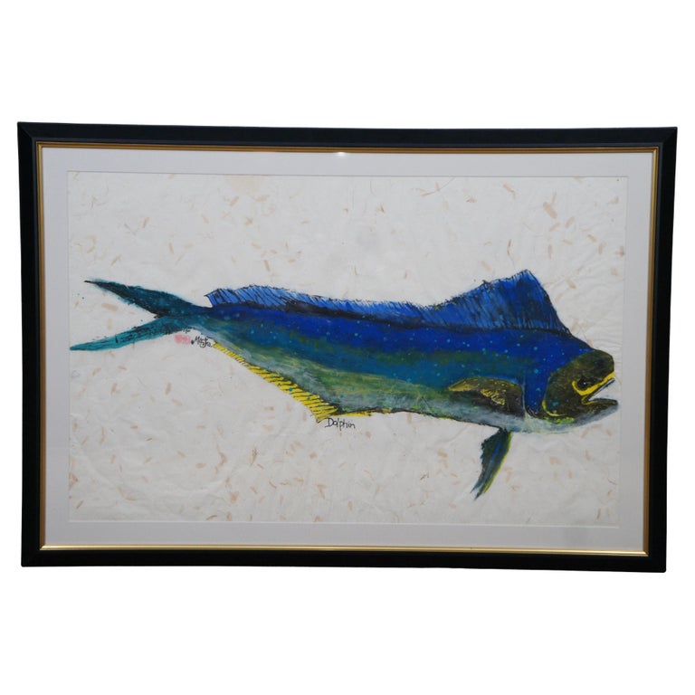 Vintage Japanese Gyotaku Mahi Mahi Dolphin Fish Nautical Print Mar Sea ...