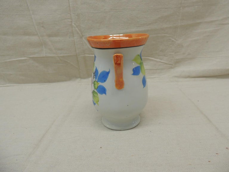 Vintage Japanese Lusterware Orange and Blue Small Vase For Sale at 1stDibs