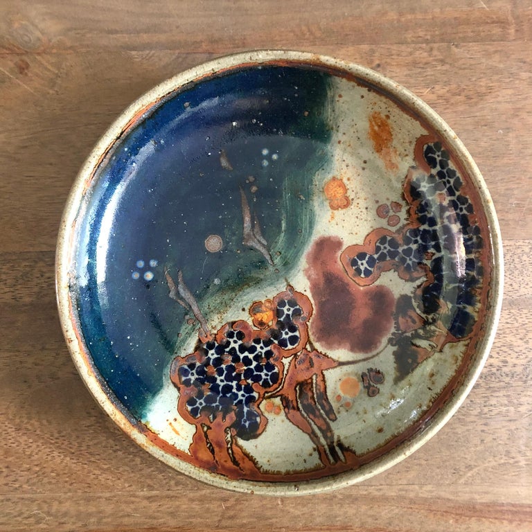Vintage Japanese Mashiko Ceramic Style Pottery Bowl / Charger For Sale ...