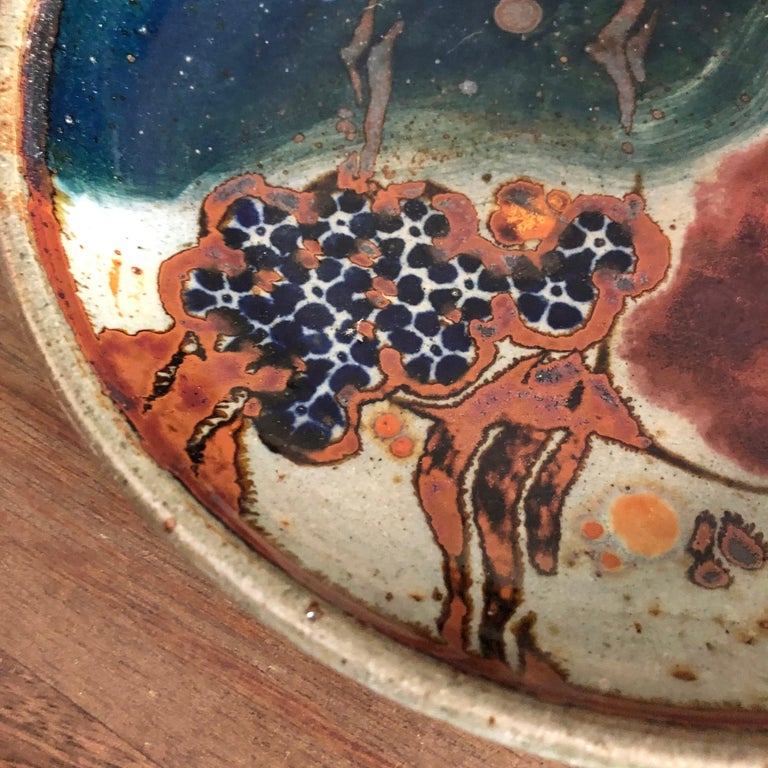 Vintage Japanese Mashiko Ceramic Style Pottery Bowl / Charger For Sale ...