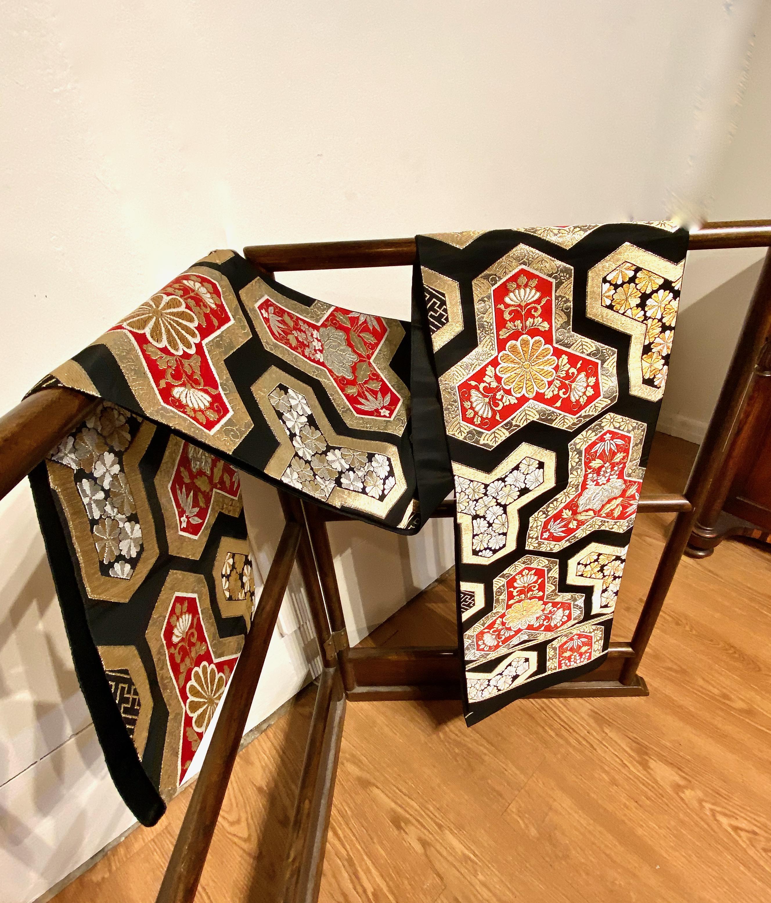 Vintage Japanese Obi--Black Silk with Brocade Reserves at 1stDibs ...