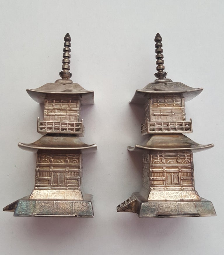 Vintage Japanese Sterling Salt and Pepper Shakers Pagoda Okubo, 72.2 ...
