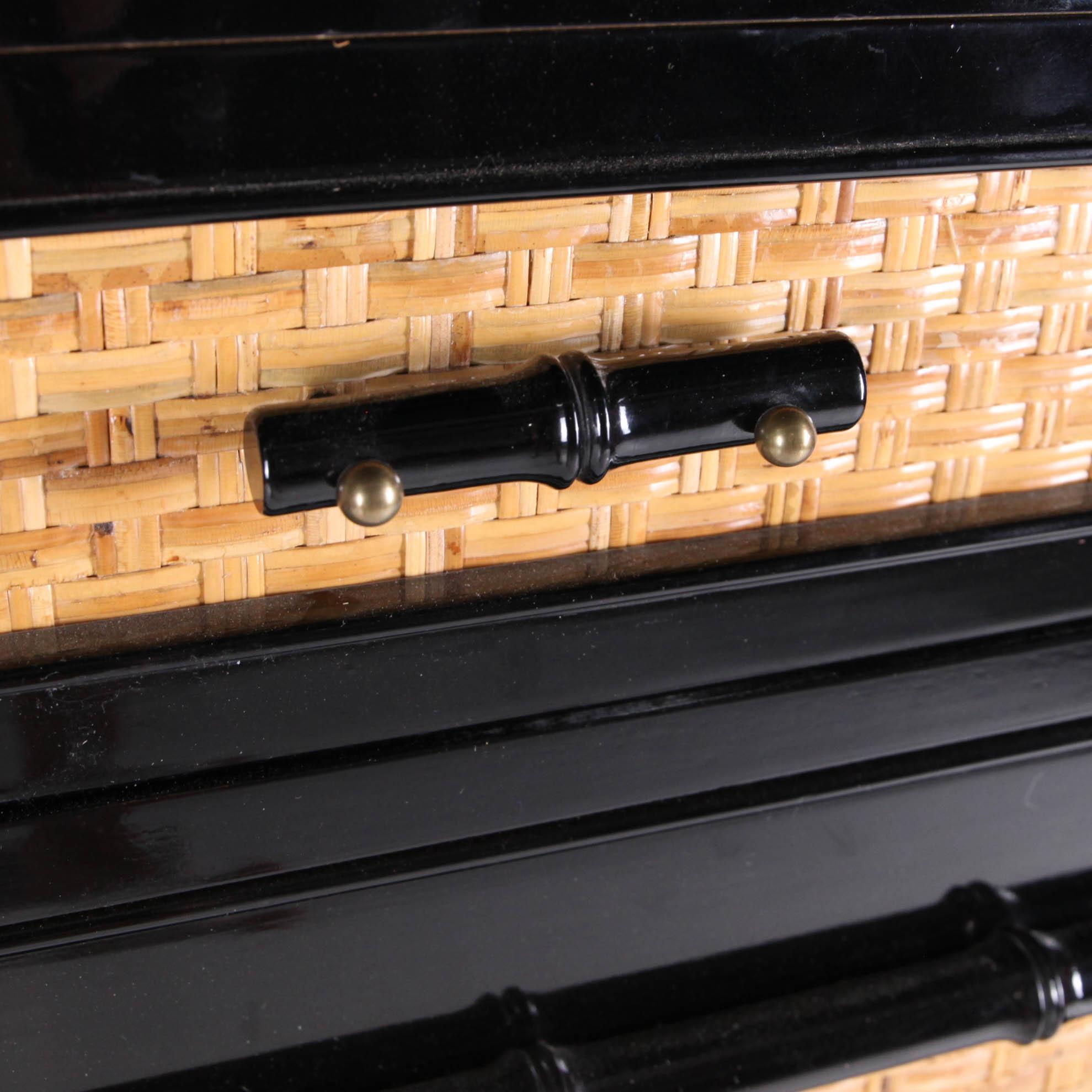 Vintage Japanese Style Sideboard in Lacquer and Woven Bamboo at 1stDibs ...