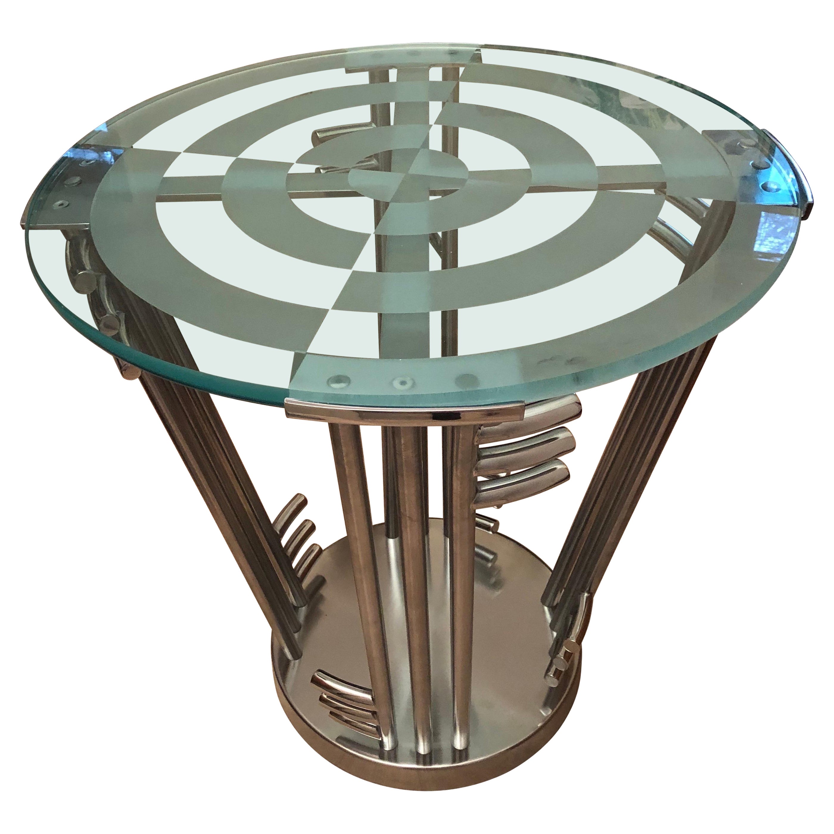 Vintage Jay Spectre "DeLanay" 1980's Chrome and Etched Glass Table For ...