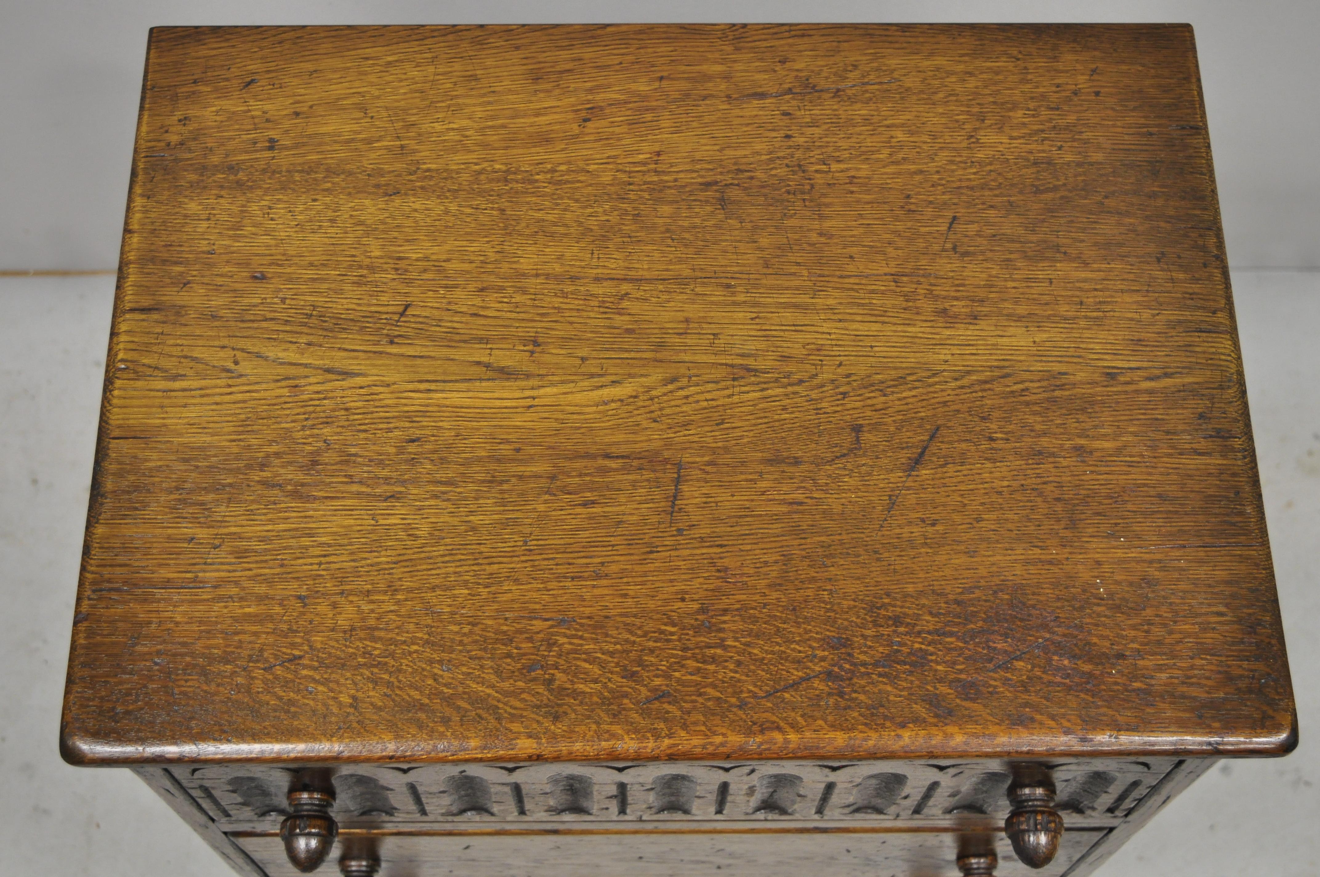 Vintage Jaycee Furniture Oak Wood English Jacobean 3-Drawer Small Chest ...