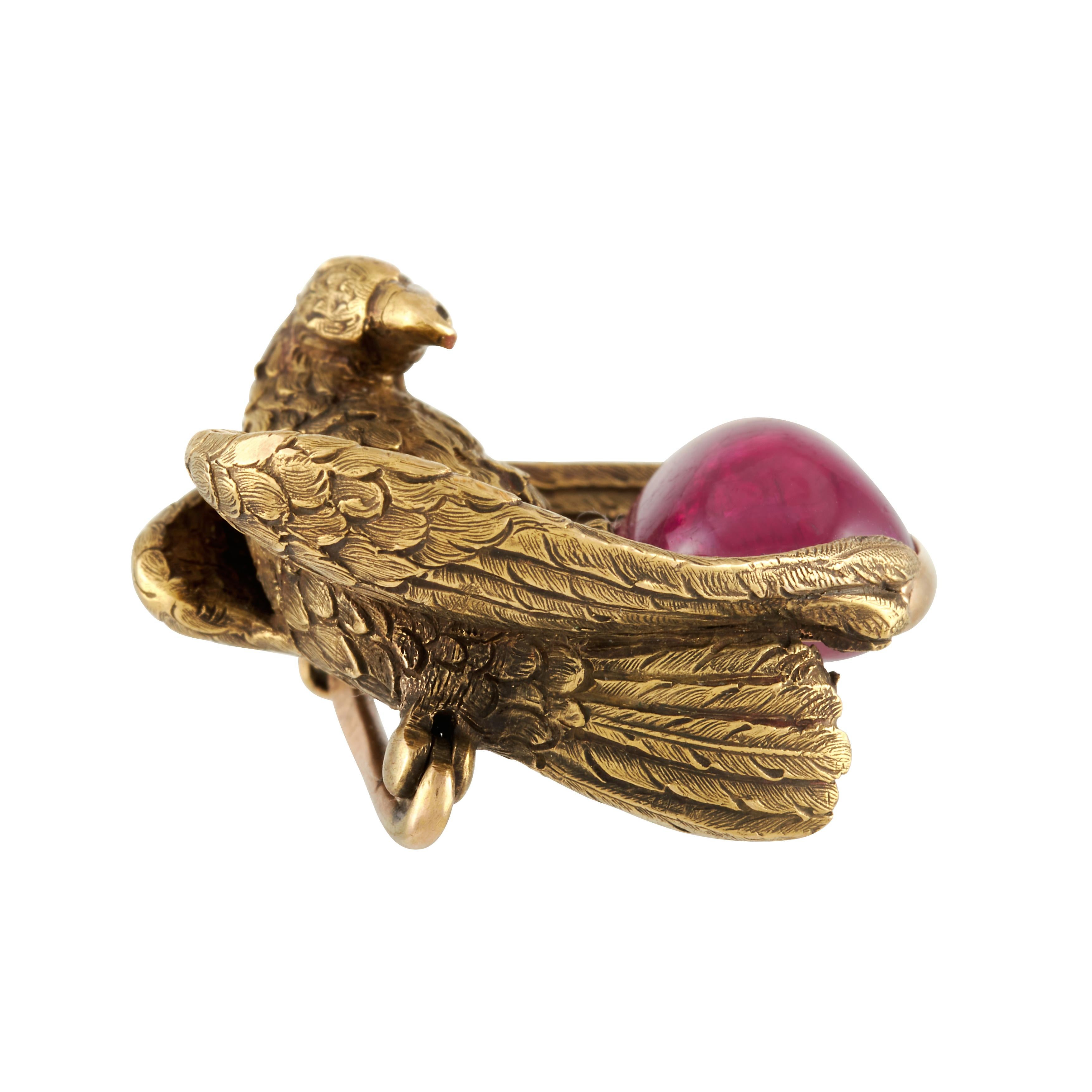 Vintage J.E. Caldwell and Co 13.94ct Unheated Cabochon Ruby Eagle ...