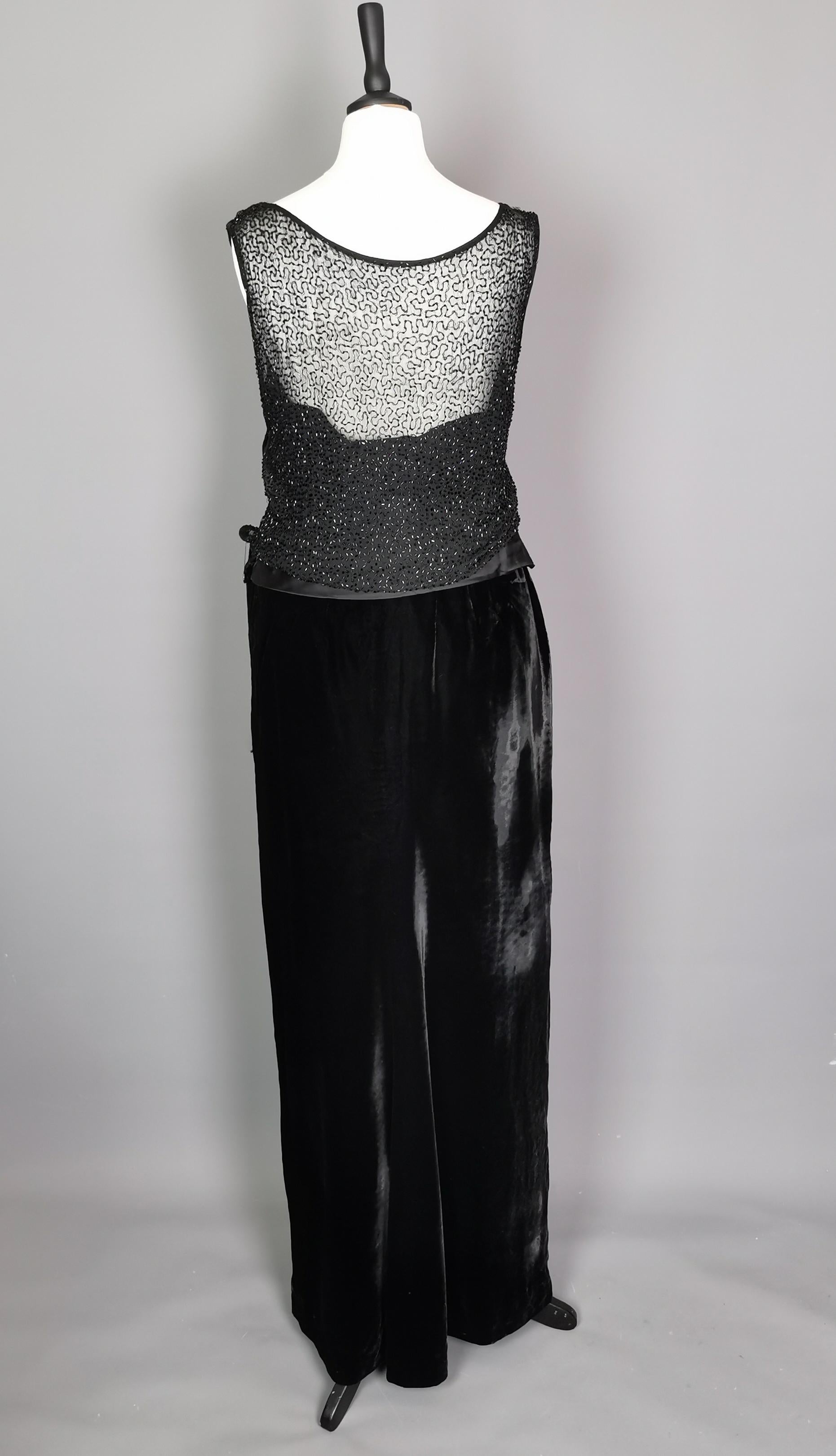 Vintage Jean Allen cocktail dress, beaded, Black velvet For Sale at ...