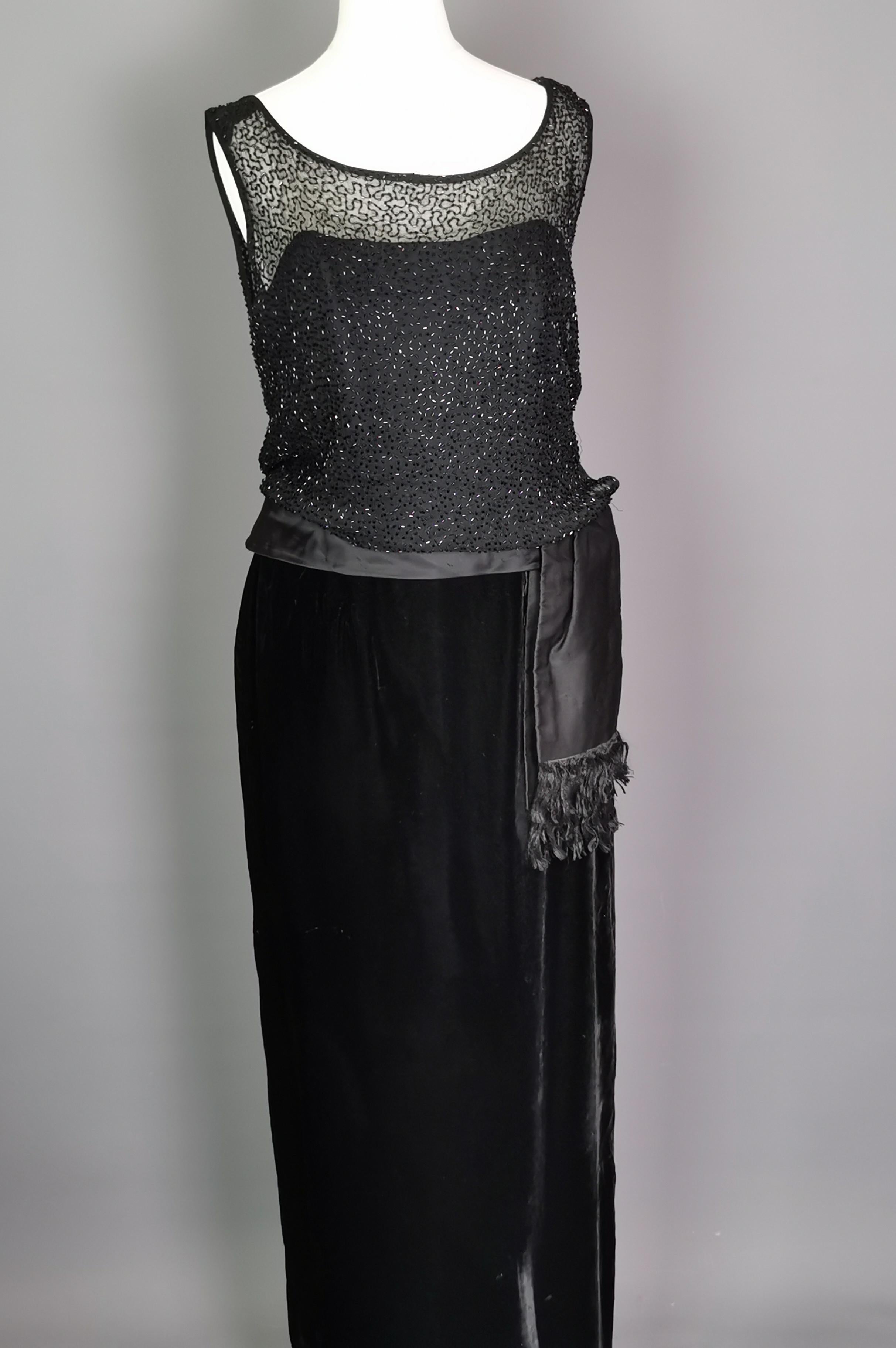Vintage Jean Allen cocktail dress, beaded, Black velvet For Sale at ...