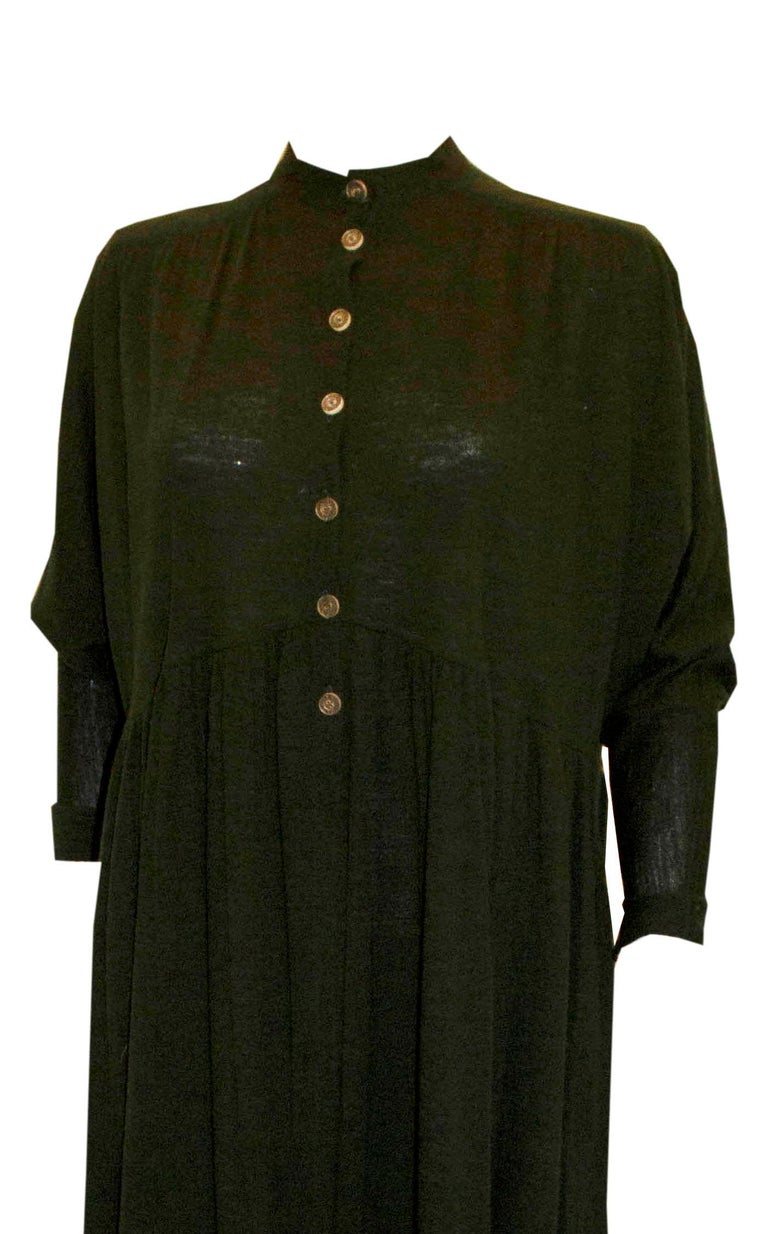 Vintage Jean Muir Green Wool Mini Dress/ Top For Sale at 1stDibs
