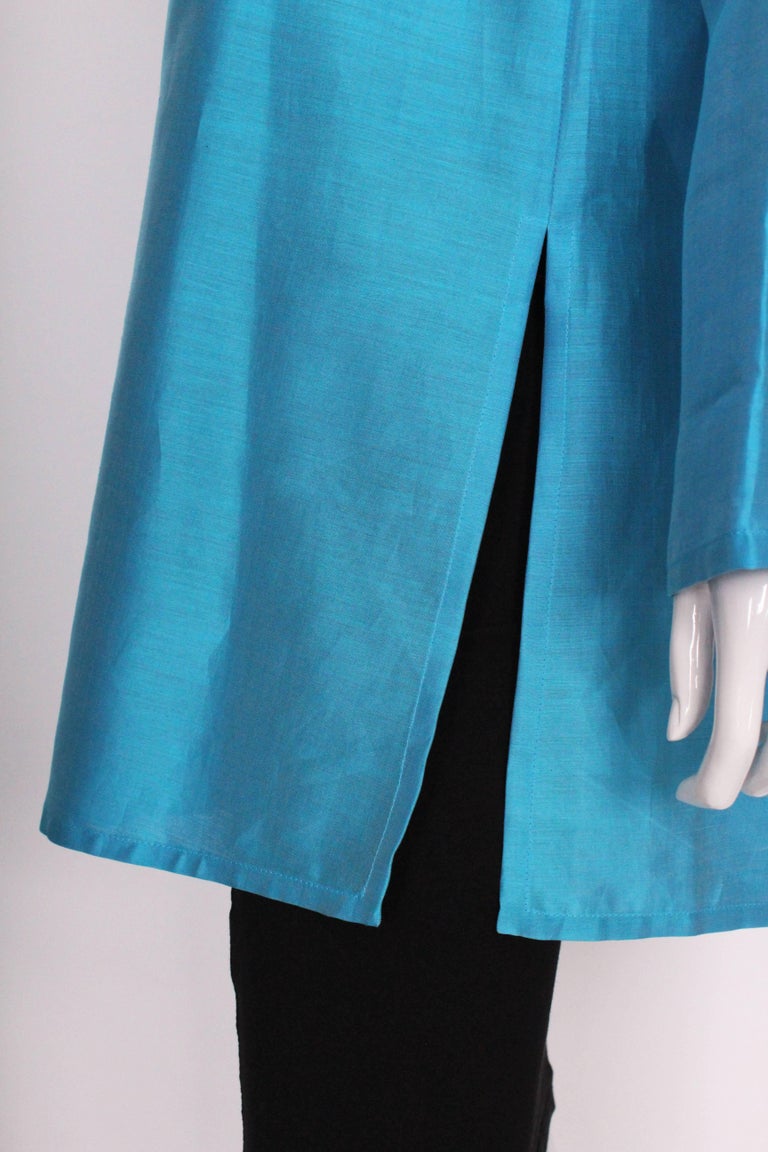 Vintage Jean Muir Turquoise Silk Jacket For Sale at 1stDibs
