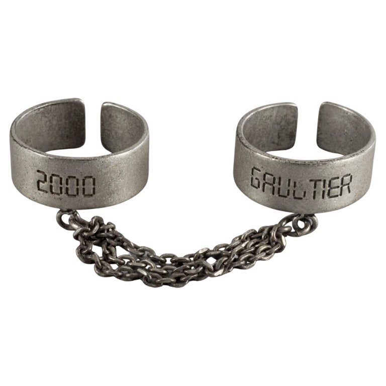 Vintage JEAN PAUL GAULTIER 2000 Chain Handcuff Double Ring For Sale at ...