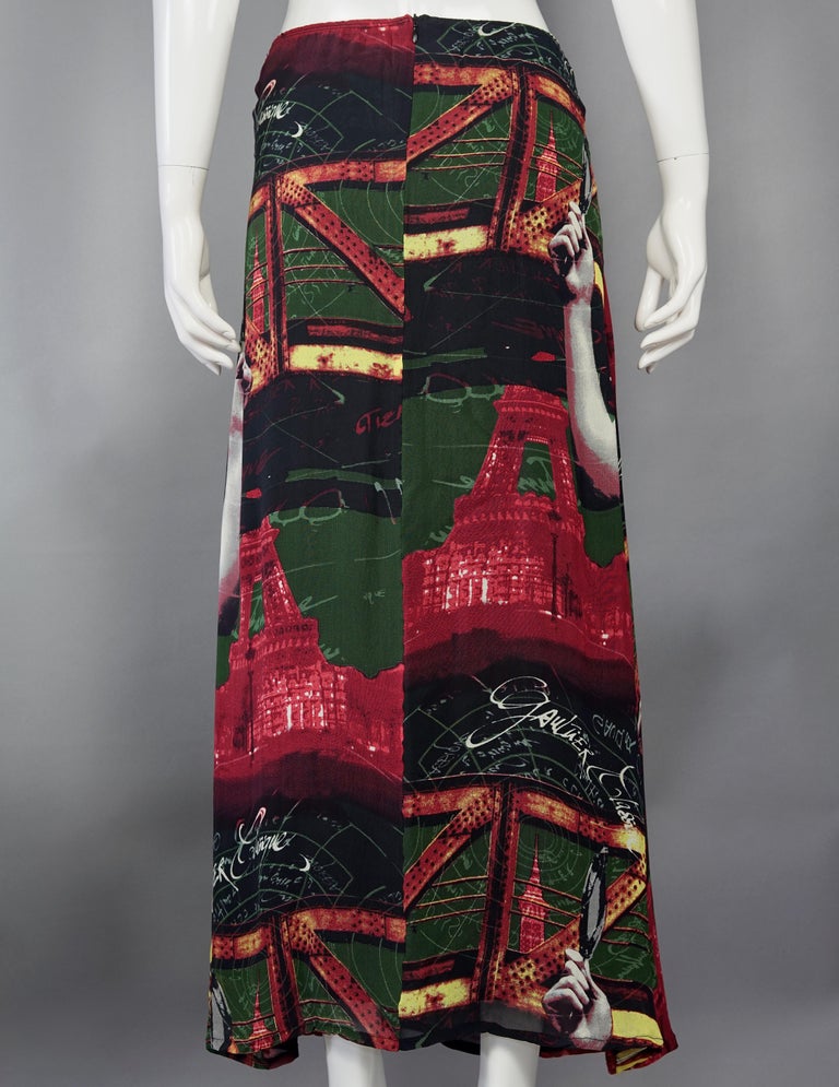 Vintage JEAN PAUL GAULTIER Ancient Greek Bust Print Mesh Maxi Skirt at ...