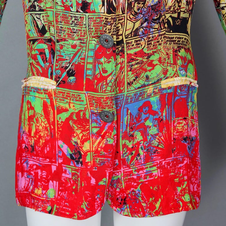 Vintage JEAN PAUL GAULTIER Comic Cartoon Print Novelty Blazer Jacket ...