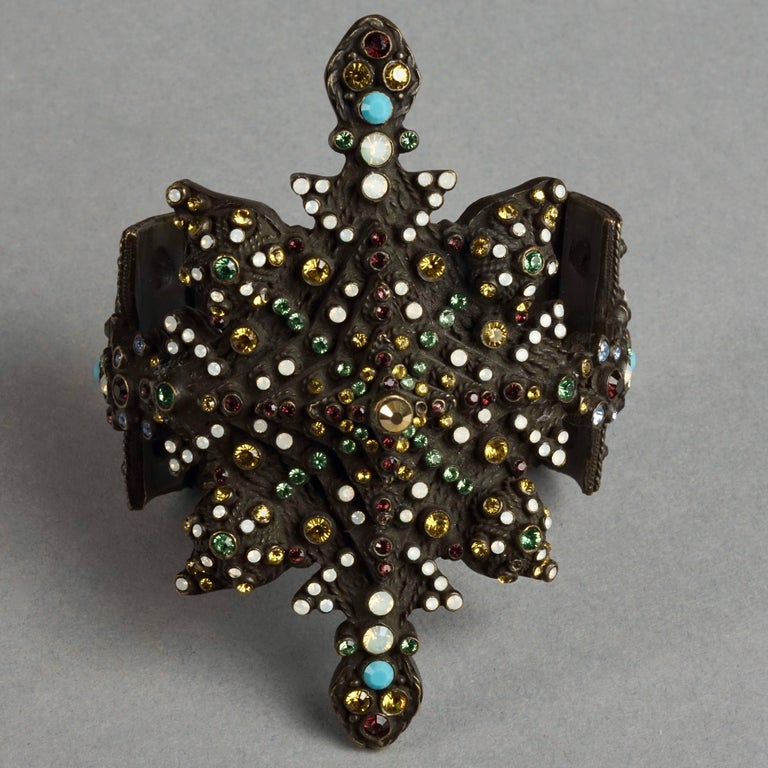 Vintage JEAN PAUL GAULTIER Gothic Jeweled Cuff Bracelet For Sale at 1stDibs