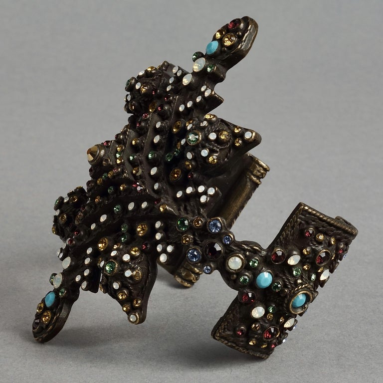 Vintage JEAN PAUL GAULTIER Gothic Jeweled Cuff Bracelet For Sale at 1stDibs