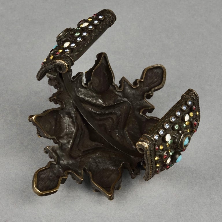 Vintage JEAN PAUL GAULTIER Gothic Jeweled Cuff Bracelet For Sale at 1stDibs