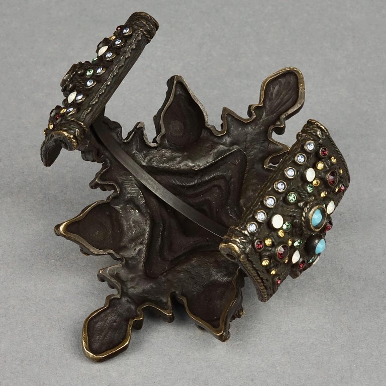 Vintage JEAN PAUL GAULTIER Gothic Jeweled Cuff Bracelet For Sale at 1stDibs
