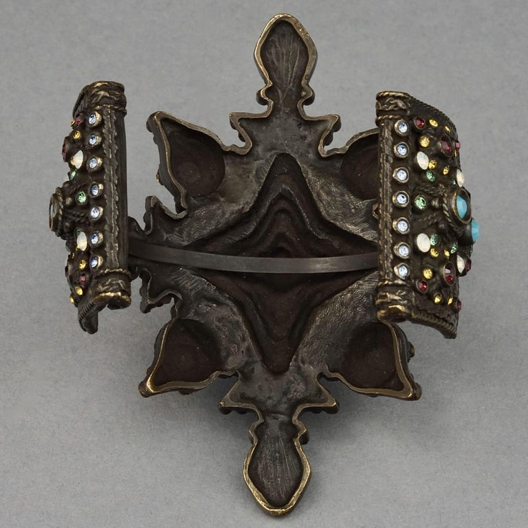 Vintage JEAN PAUL GAULTIER Gothic Jeweled Cuff Bracelet For Sale at 1stDibs