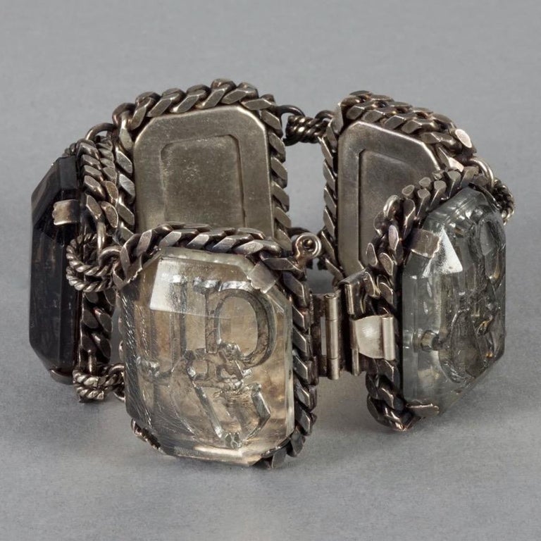 Vintage JEAN PAUL GAULTIER Jpg Logo Encrusted Lucite Link Bracelet For ...