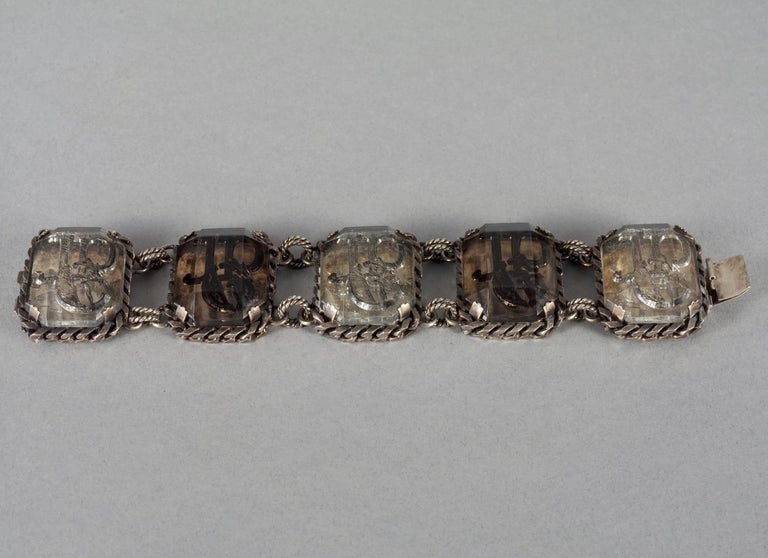 Vintage JEAN PAUL GAULTIER Jpg Logo Encrusted Lucite Link Bracelet For ...