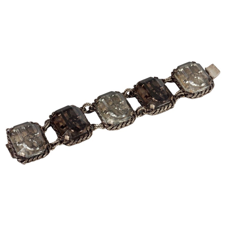 Vintage JEAN PAUL GAULTIER Jpg Logo Encrusted Lucite Link Bracelet For ...