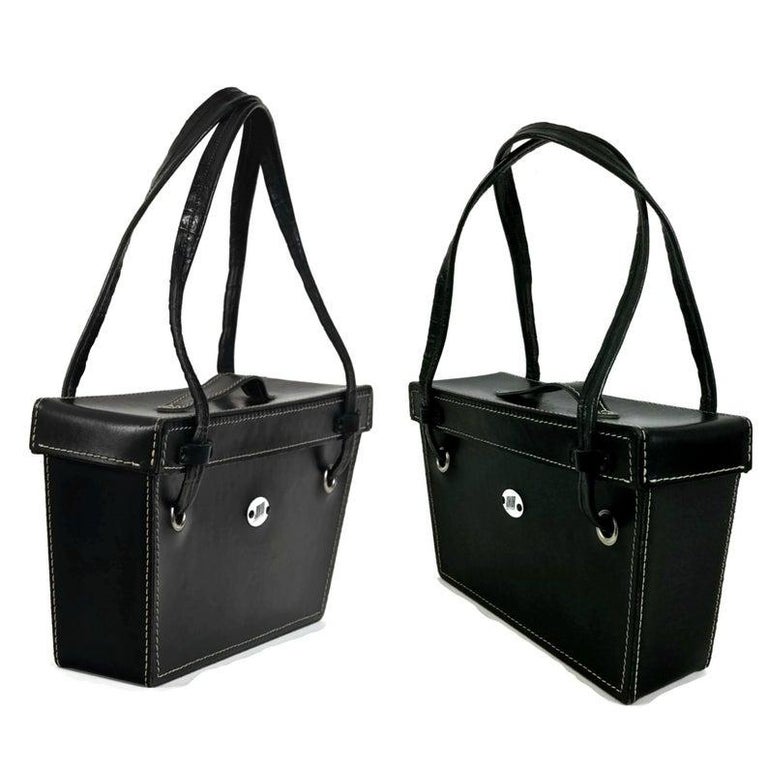 Vintage JEAN PAUL GAULTIER Junior Leather Trapezoid Hard Box Bag For ...