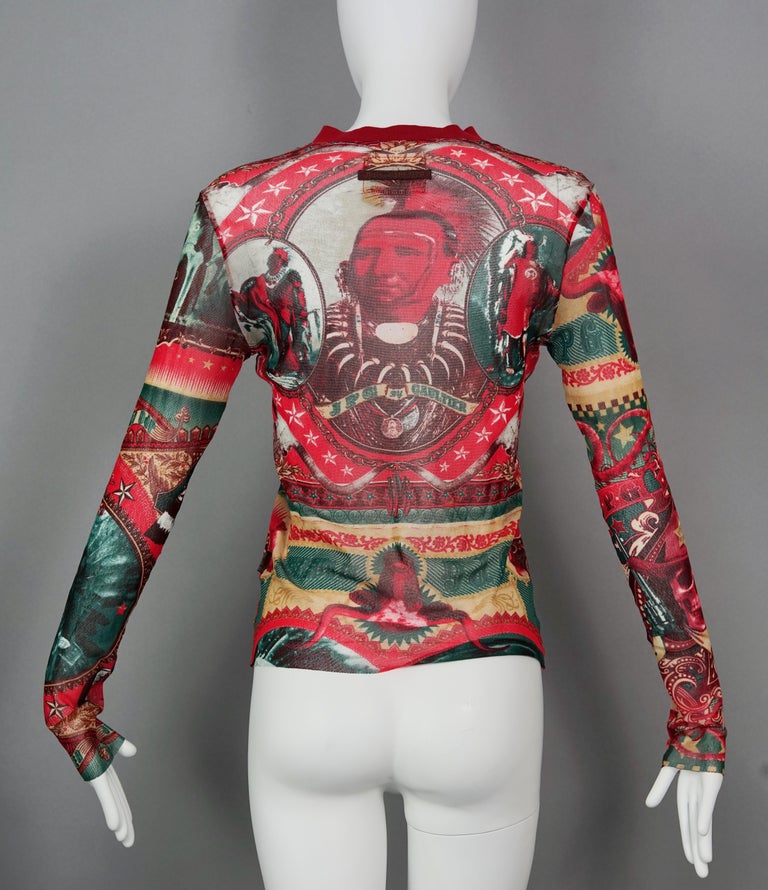 Vintage JEAN PAUL GAULTIER Native American Print Mesh Top For Sale at ...