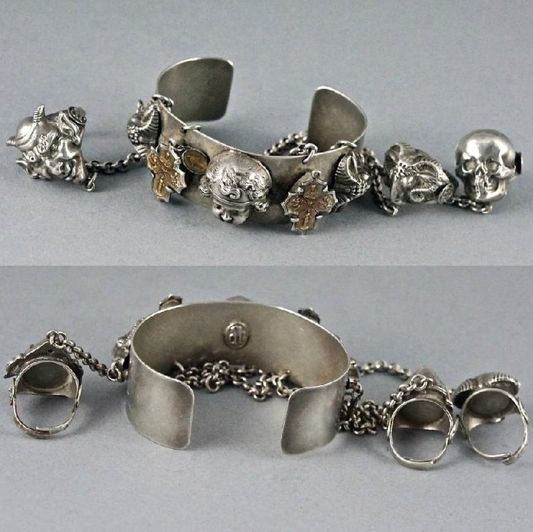 Vintage JEAN PAUL GAULTIER Punk Gothic Chain Knuckle Rings and Cuff at ...