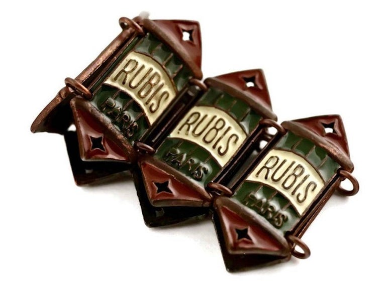 Vintage JEAN PAUL GAULTIER Rubis Paris Enamel Collector Cuff Bracelet ...