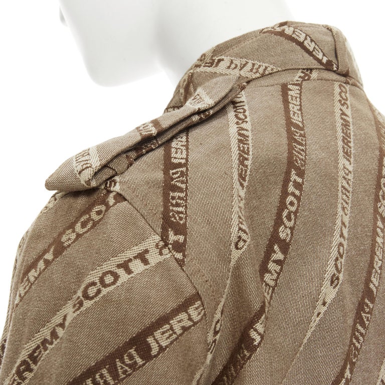 vintage JEREMY SCOTT 2000 Runway brown logo jacquard aviator bomber ...