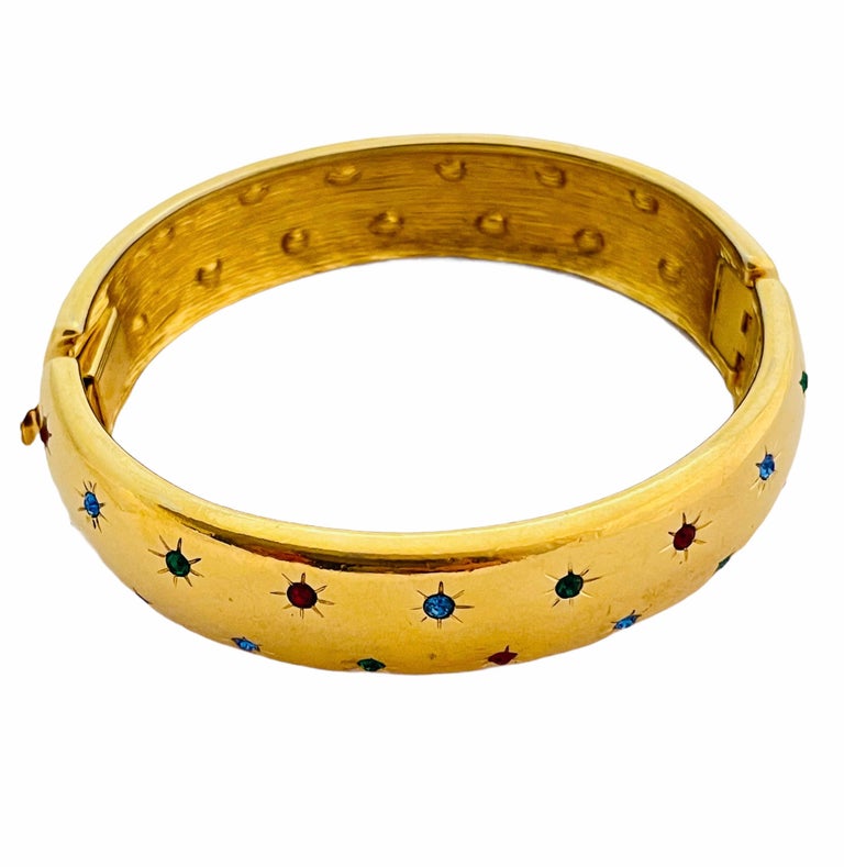 Vintage JOAN RIVERS gold crystal bangle For Sale at 1stDibs