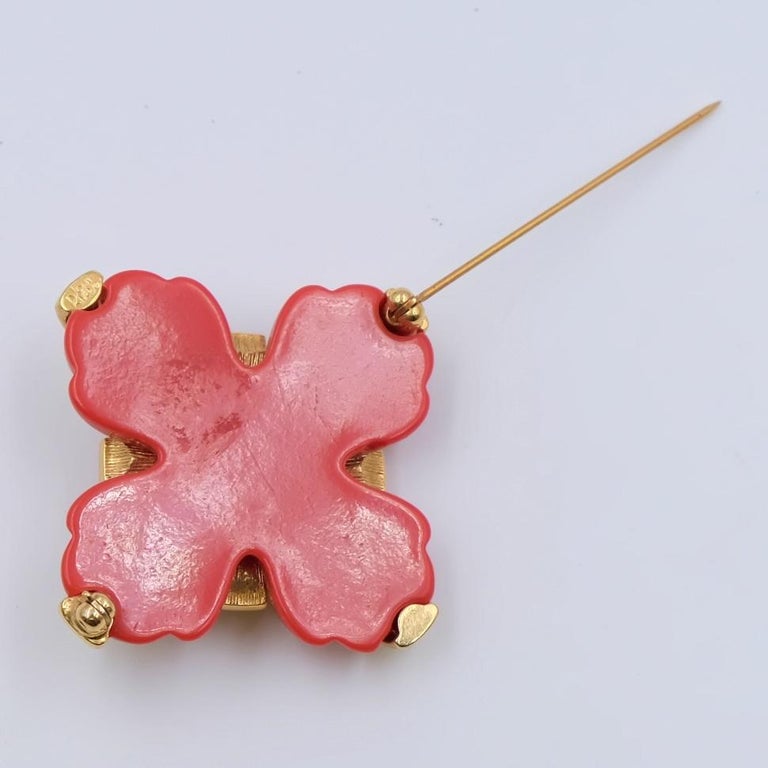 Vintage Joan Rivers Orange Plastic Brooch With Rhinestones 1990's at ...