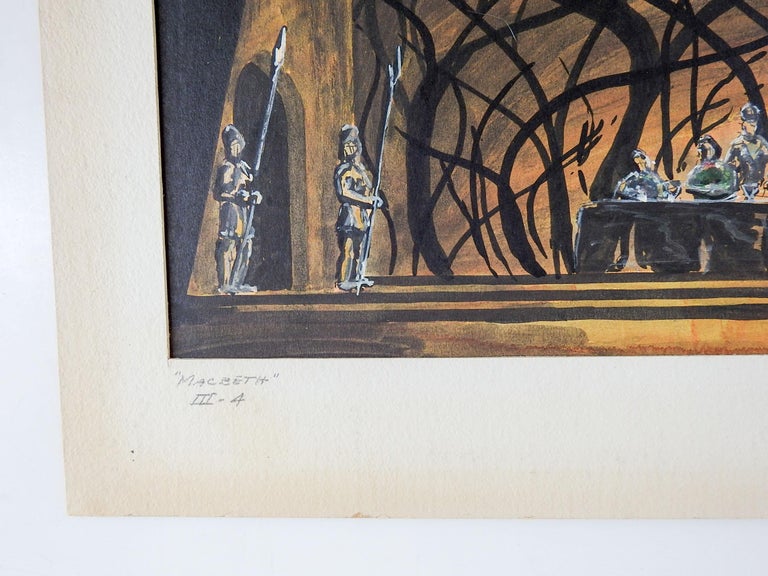 Vintage John Hood Set Design for Macbeth Act 3 Painting For Sale at 1stDibs