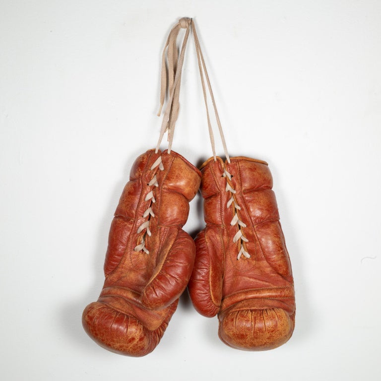 Vintage Johnny Walker Leather Boxing Gloves c.1950-1960 For Sale at 1stDibs