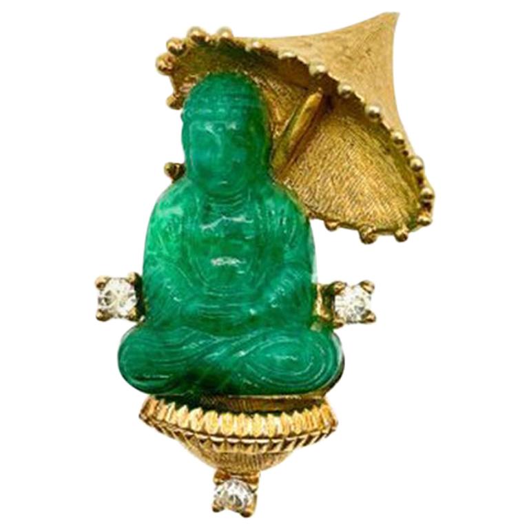 Vintage Jomaz Peking Glass Buddha Brooch 1960S at 1stDibs