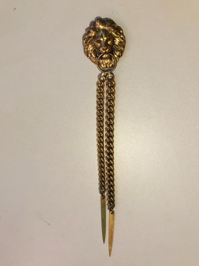 Vintage Joseff of Hollywood Golden Lion Head dagger Brooch 1940s at 1stDibs