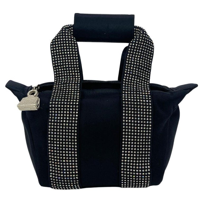 Vintage Judith Leiber Black Silk Crystal Handle Evening Bag For Sale at ...