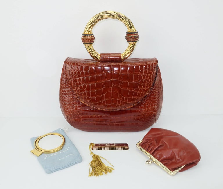 Vintage Judith Leiber Cognac Alligator Handbag With Jewelry Style ...