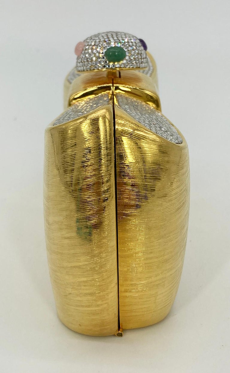 Vintage Judith Leiber Gold Bow Crystal Minaudiere Evening Bag at 1stDibs