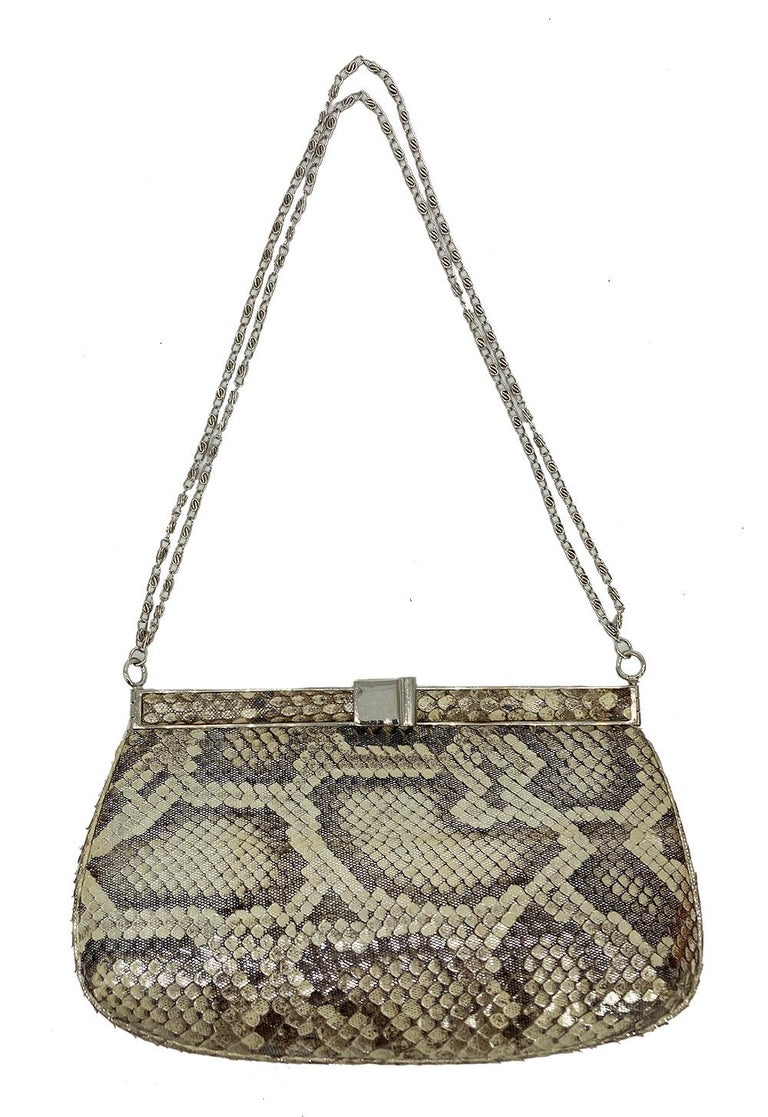 Judith Leiber Metallic Snakeskin Shoulder Bag For Sale at 1stDibs