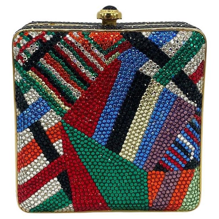 Vintage Judith Leiber Multi Color Geometric Print Box Minaudiere For ...