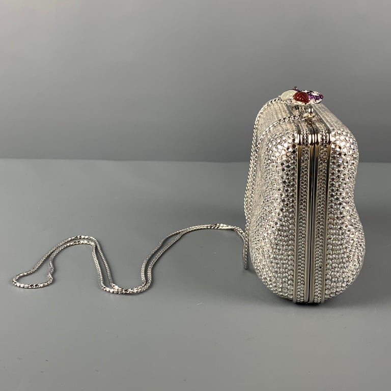 Vintage JUDITH LEIBER Silver Rhinestones Clutch Handbag For Sale at 1stDibs