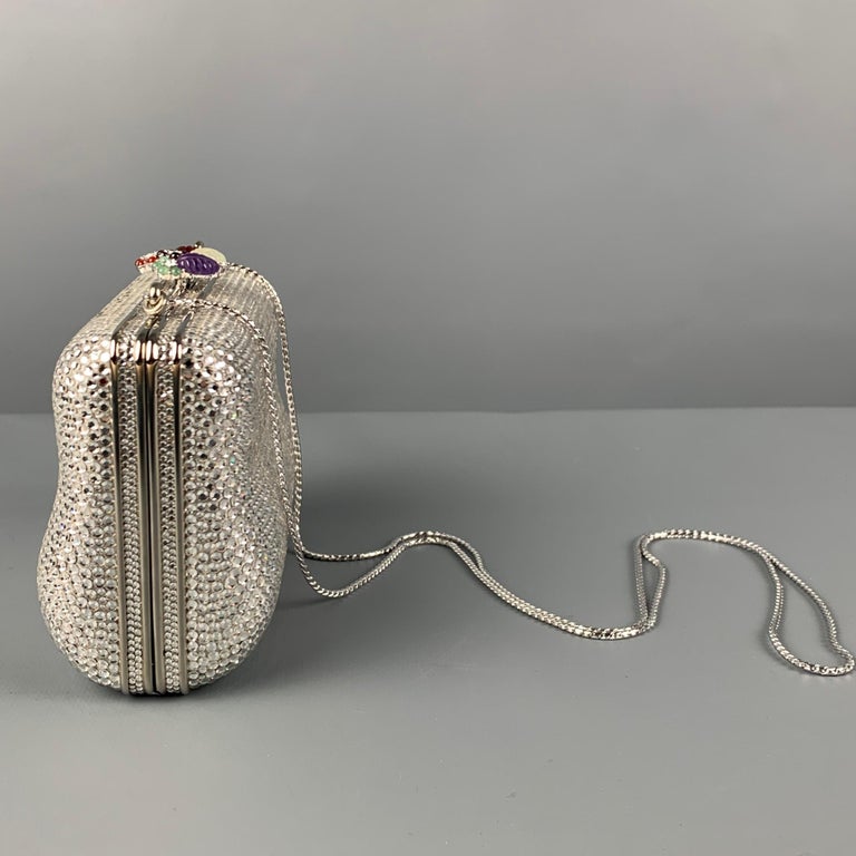Vintage JUDITH LEIBER Silver Rhinestones Clutch Handbag For Sale at 1stDibs