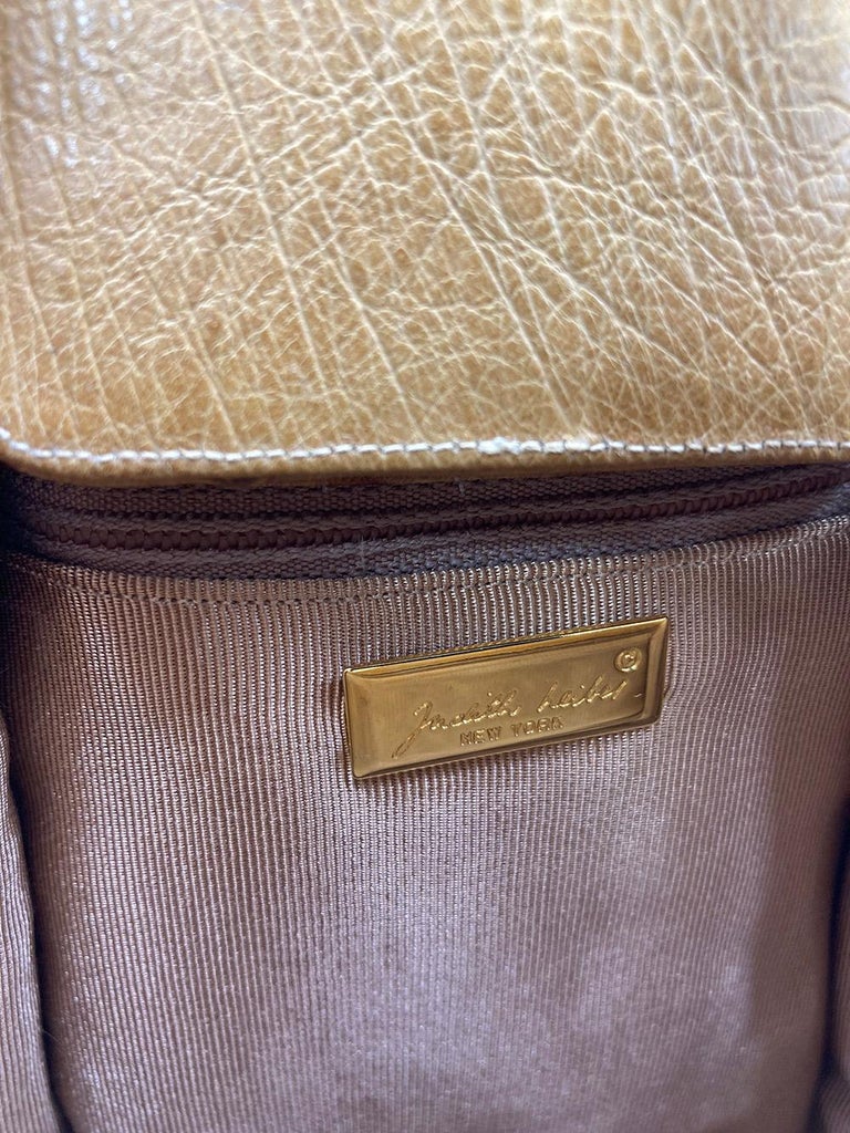 Vintage Judith Leiber Tan Ostrich Kelly Lock Shoulder Bag For Sale at ...