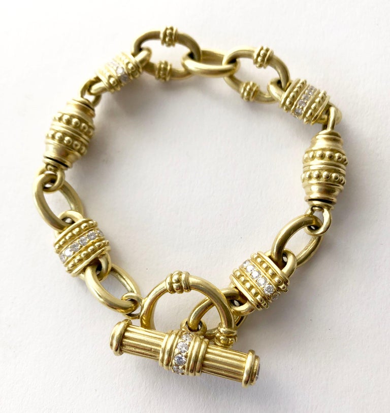 Vintage Judith Ripka 18 Karat Gold Diamond Chain Link Bracelet at 1stDibs