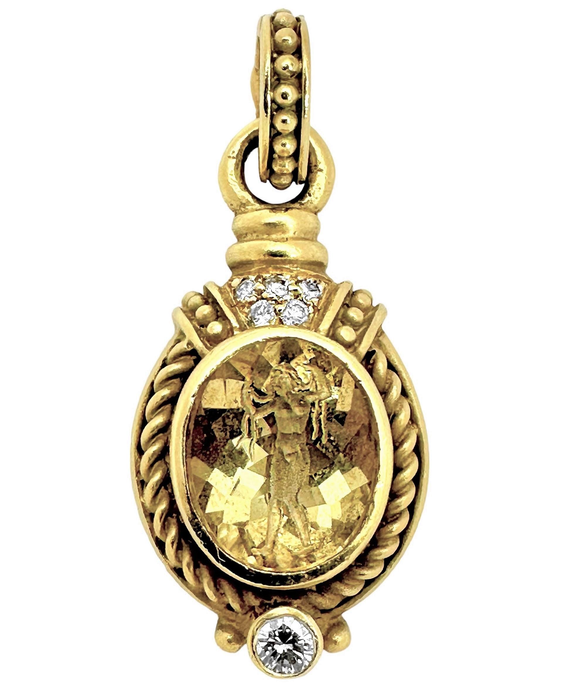 Vintage Judith Ripka Gold, Citrine, Diamond, Ruby and Leather Toggle ...