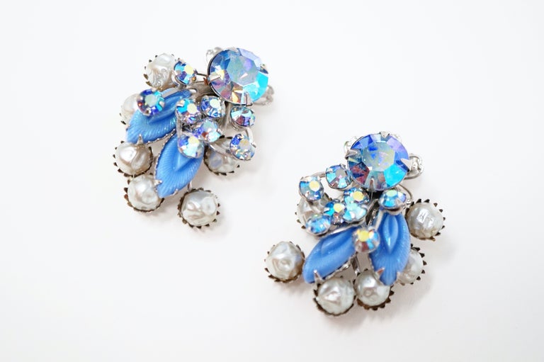 Vintage Juliana-Style Pastel Blue Aurora Borealis Rhinestone Statement ...