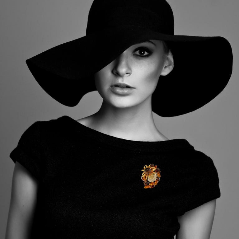 Vintage Juliana-Style Smokey Quartz, Topaz and Amber Crystal Rhinestone ...