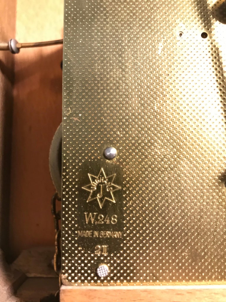 Vintage Junghans Pendulum Wall Clock in Form Pressed Teak Veneer from ...