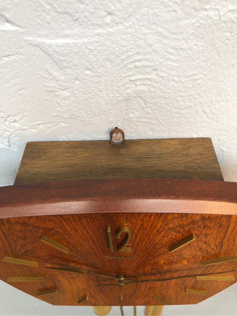 Vintage Junghans Pendulum Wall Clock in Hardwood Veneer from the 1960s ...